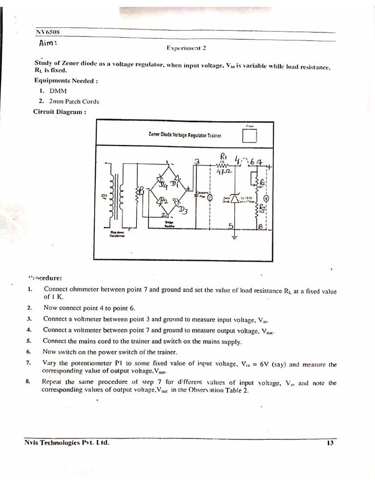 Zener Diode As Voltage Regulator | PDF