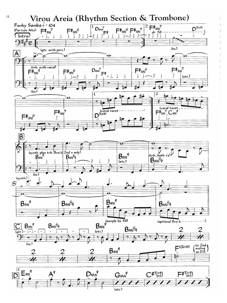 Virou areia (Lenine) Real Latin - horn charts | PDF