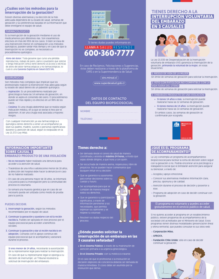 Tríptico Ley IVE MINSAL | PDF | El embarazo | Aborto