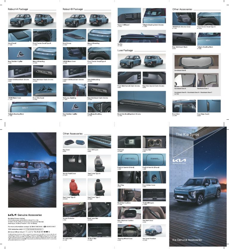 Kia Syros Accessories Bro 2025 - 22.01 | PDF