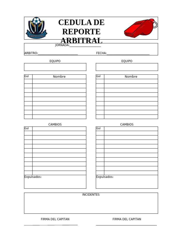 Cédula de Reporte Arbitral | PDF