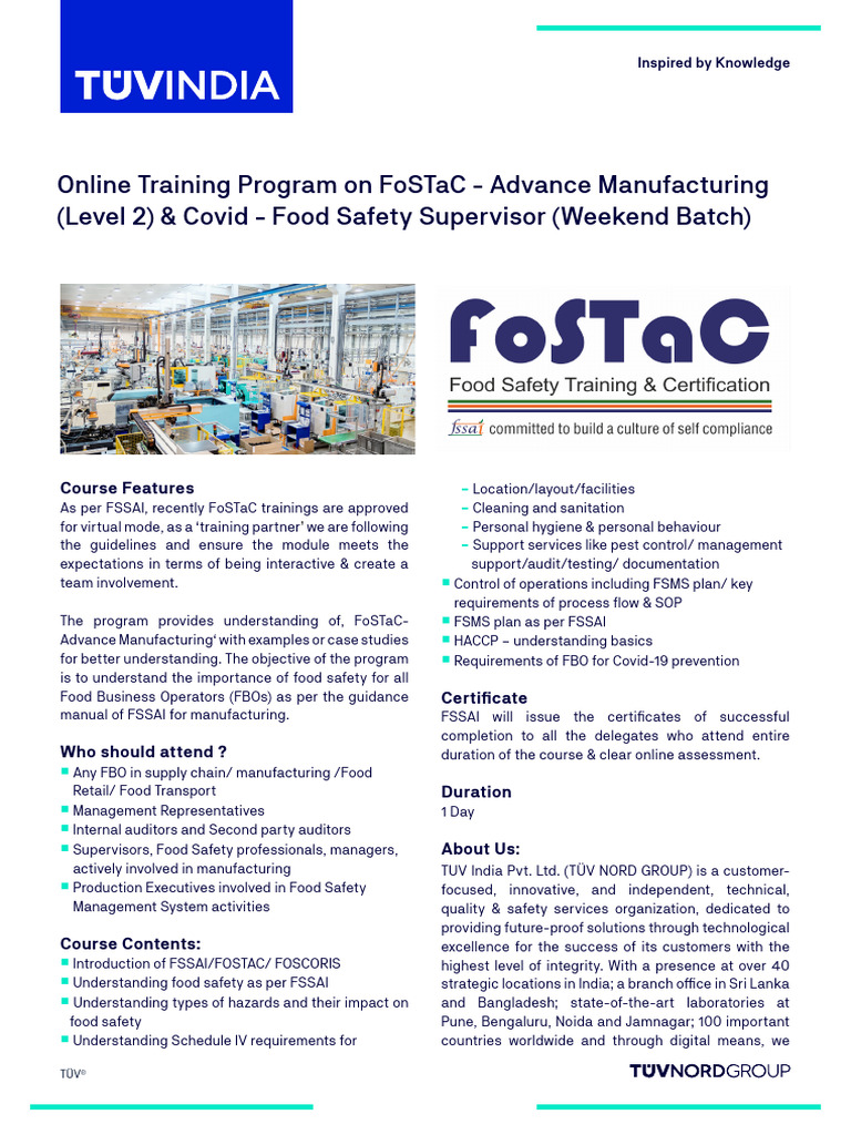 Online Training Program on FoSTaC - Advance Manufacturing Level 2 Covid ...