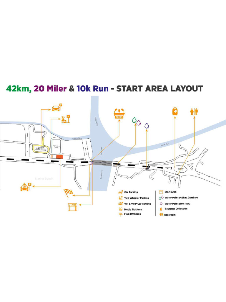42km, 20Miler & 10k_ Start Area Layout(2025) | PDF