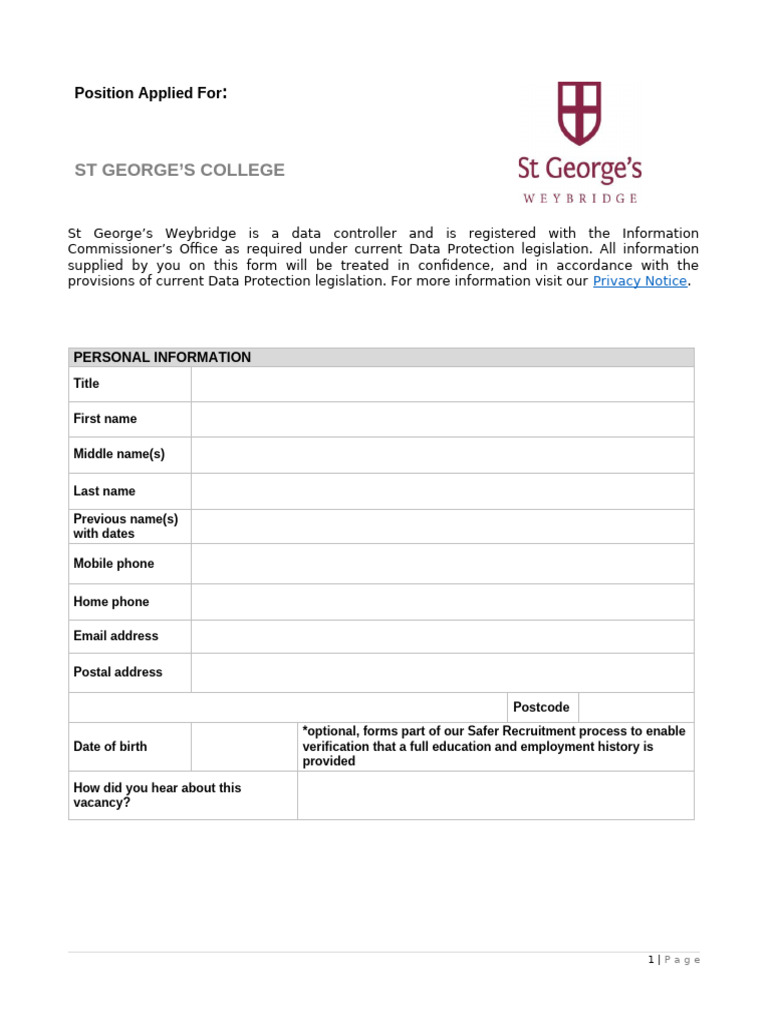 Application Form SGC Teacher | PDF | Teachers