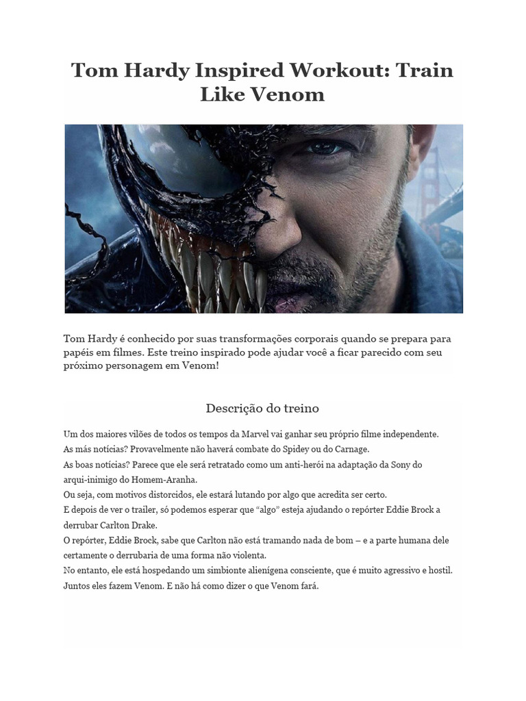 Tom Hardy Inspired Workout_ Train Like Venom | PDF