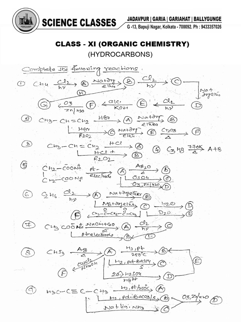 Class Xi Organic Chemistry Question | PDF