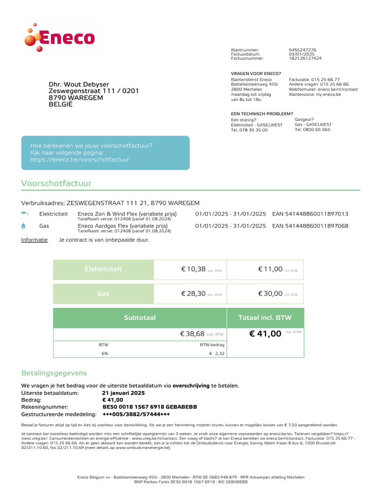 Eneco Factuur | PDF