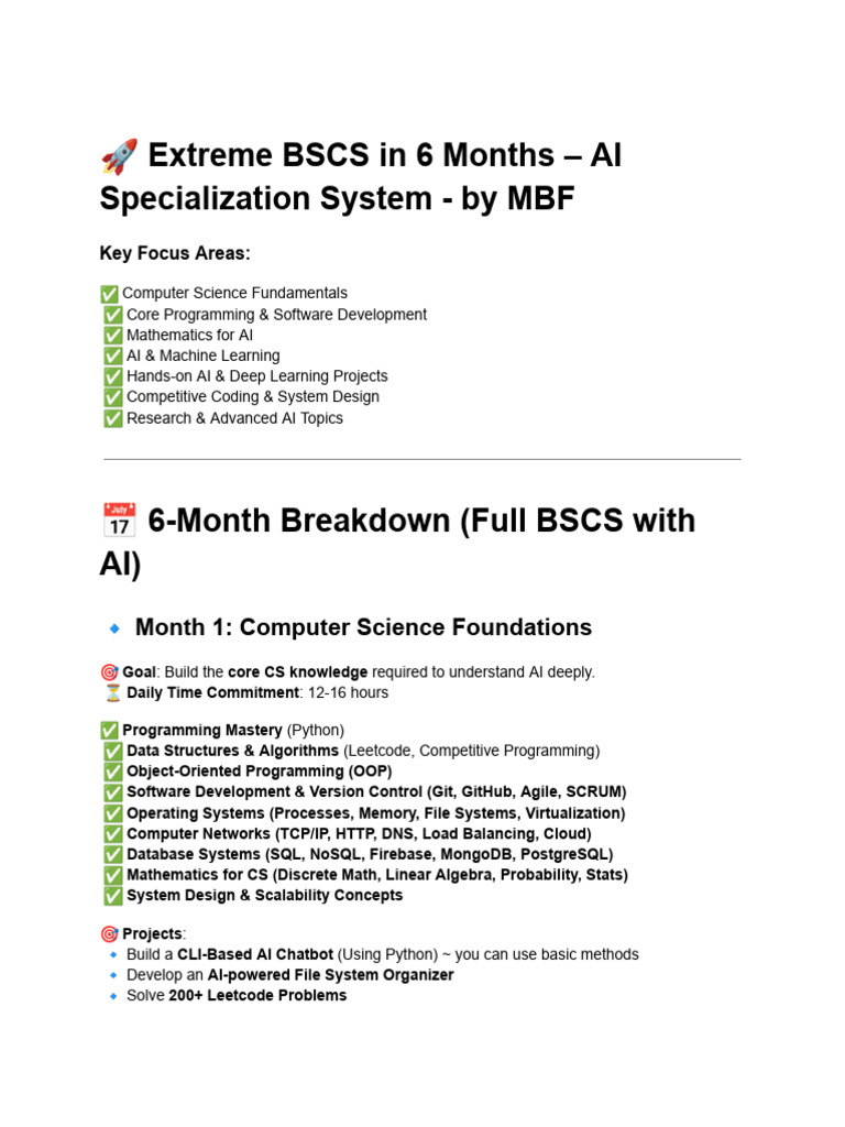 6-Month AI Specialization Program | PDF | Artificial Intelligence ...