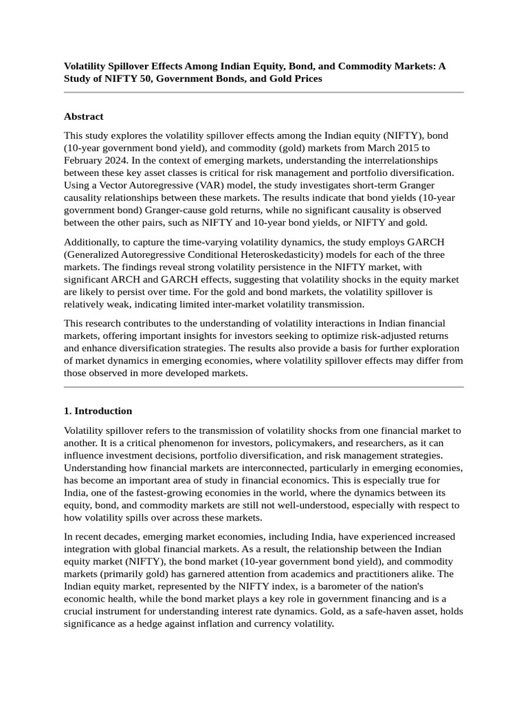 Volatility Spillover Effects Among Indian Equity | PDF | Vector ...