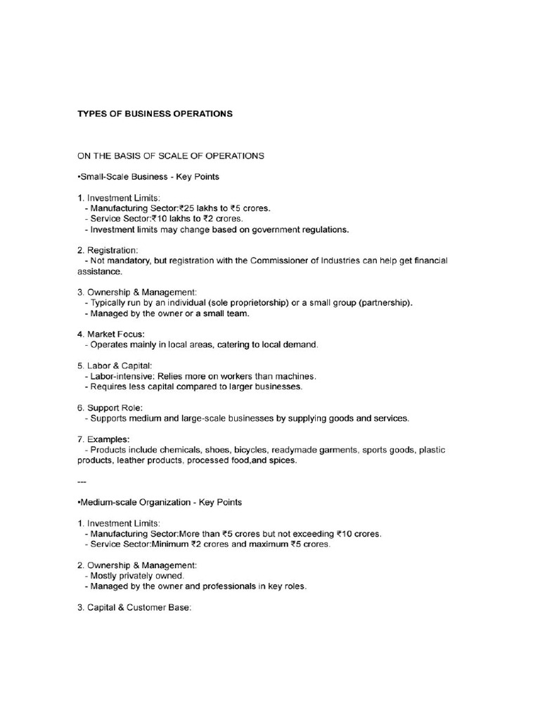 Types of Business Operations | PDF
