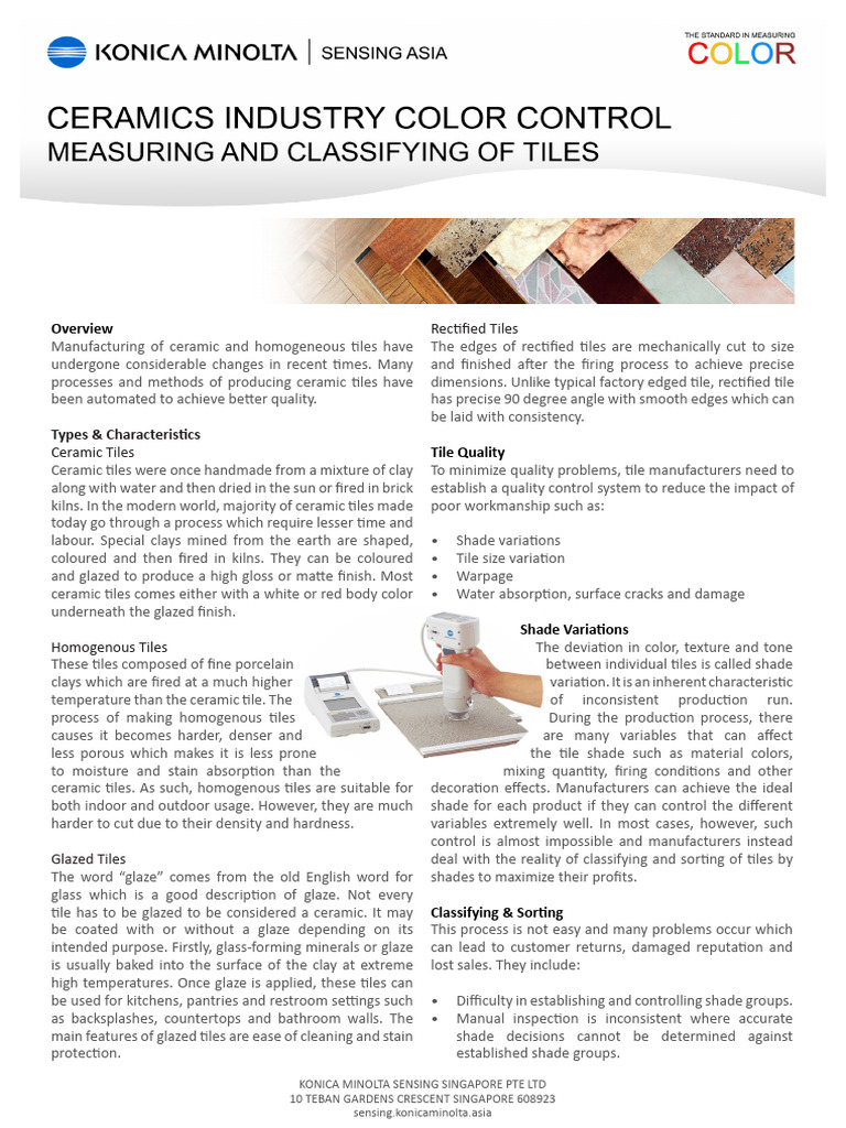 Ceramics Industry Color Control Measuring and Classifying of Tiles ...