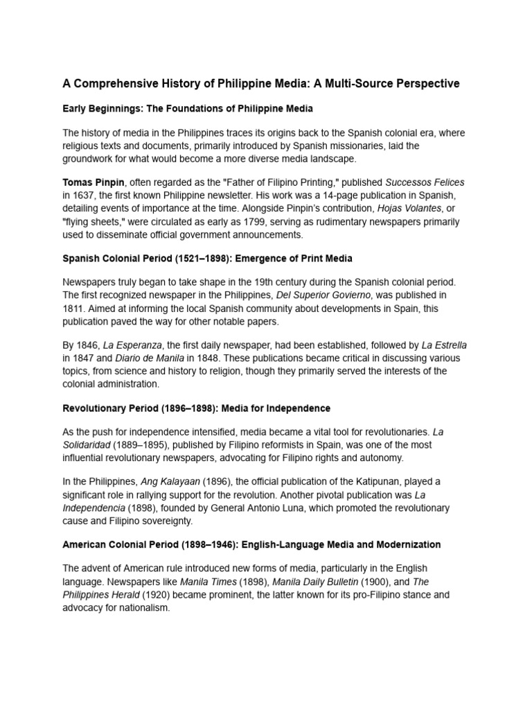History of Philippine Media Evolution | PDF | Philippines | Manila