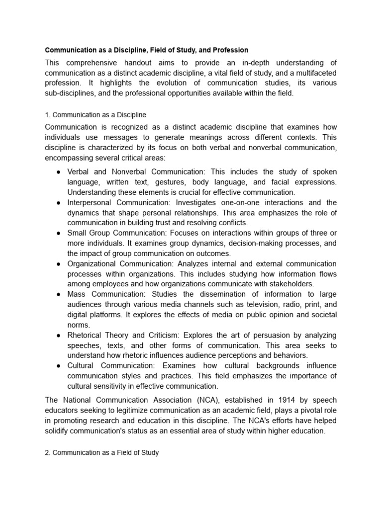 Module 2 - Communication As A Discipline | PDF | Communication | Interpersonal Communication