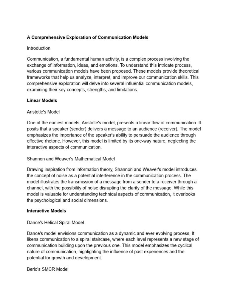 Module 4 - Communication Models | PDF | Communication | Human Communication