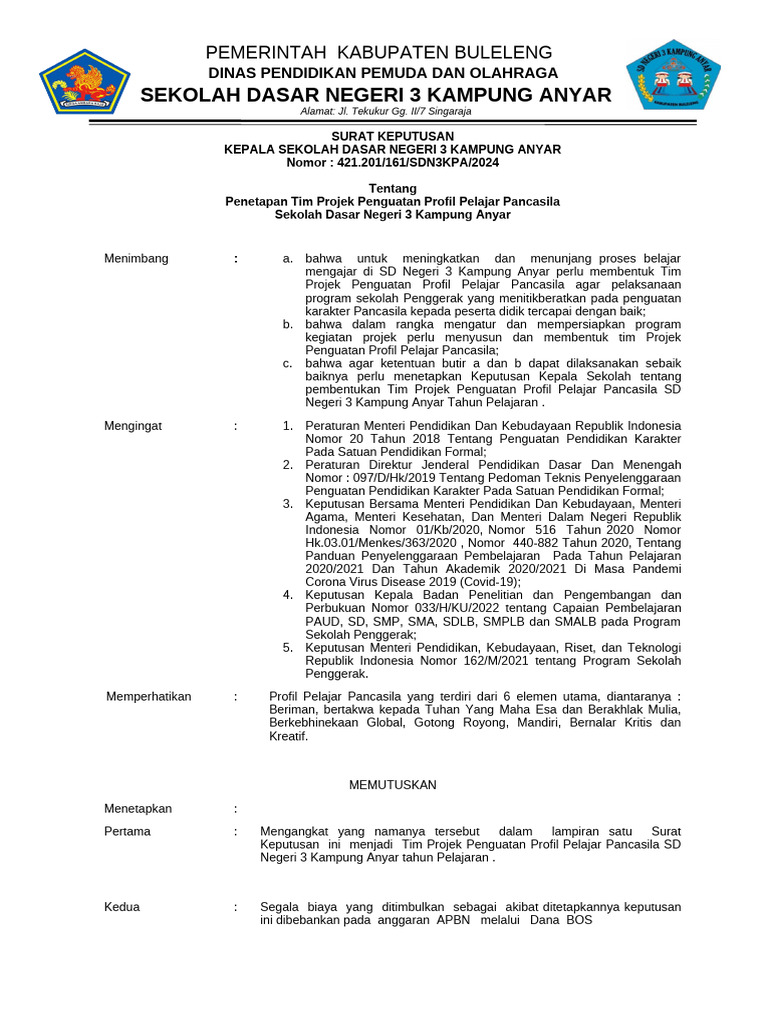 SK PPPPP PROFIL PANCASILA P5 2024-2025 OK | PDF