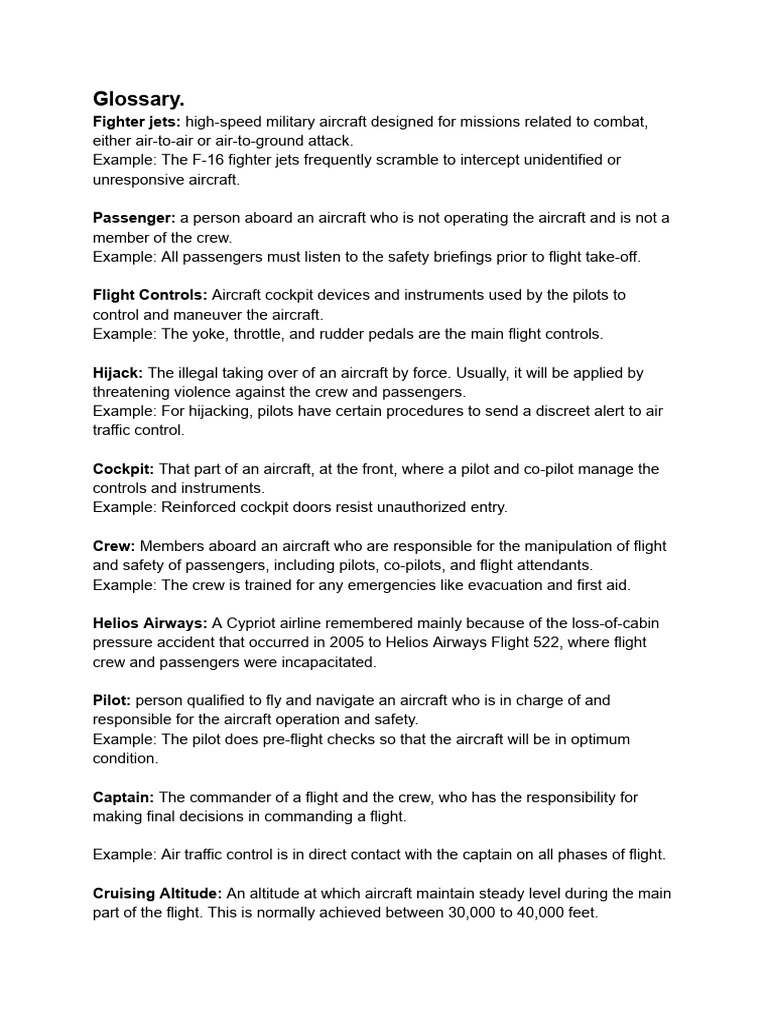 Aircraft Terminology Glossary | PDF | Cockpit | Flight Recorder