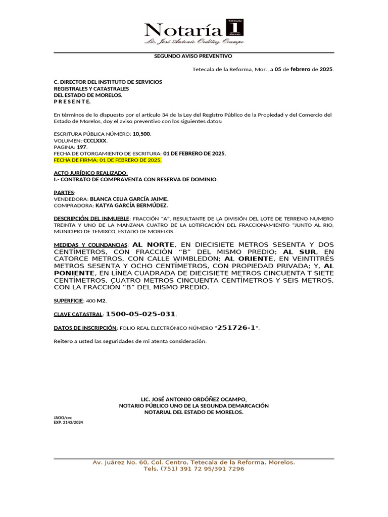 Segundo Aviso Preventivo | PDF