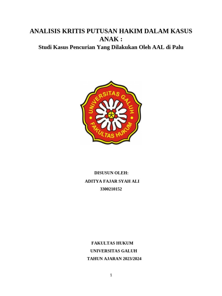 Analisis Kritis Putusan Hakim Dalam Kasus Anak | PDF