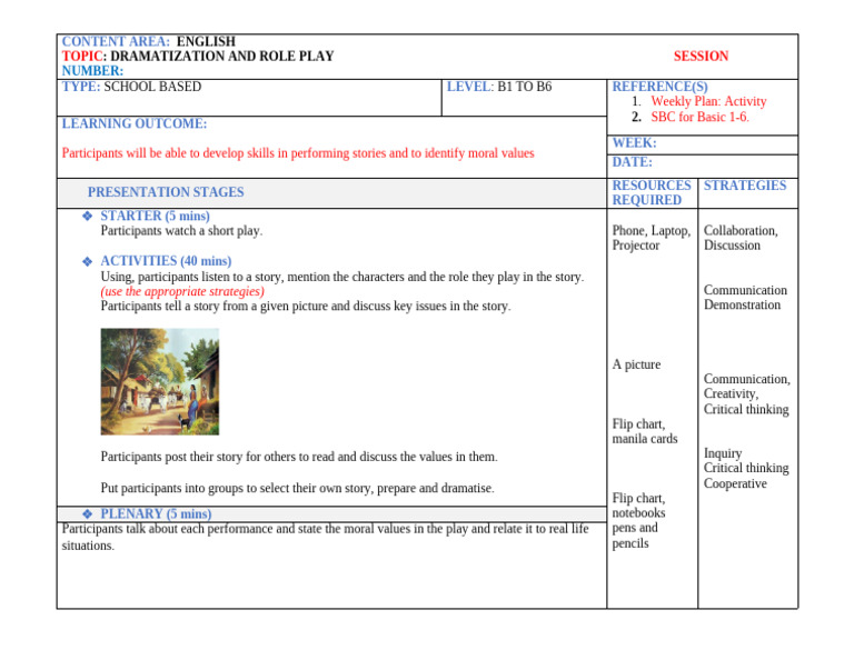 Dramatization and Role Play | PDF | Cognition | Learning