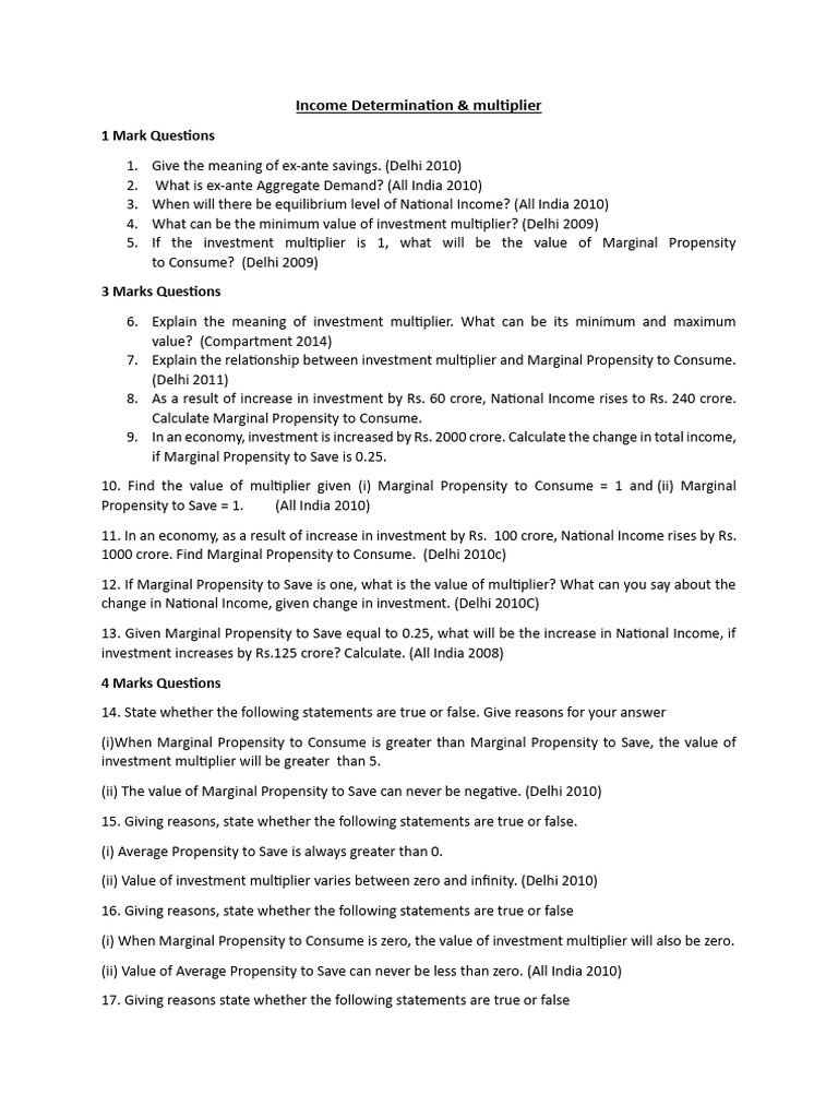 Income Determination | PDF | Consumption (Economics) | Saving