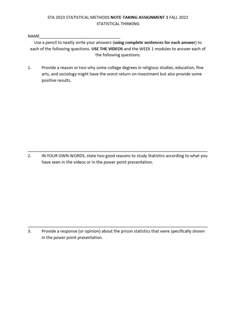 STA 2023 Statistical Methods Assignment | PDF | Crimes | Crime & Violence