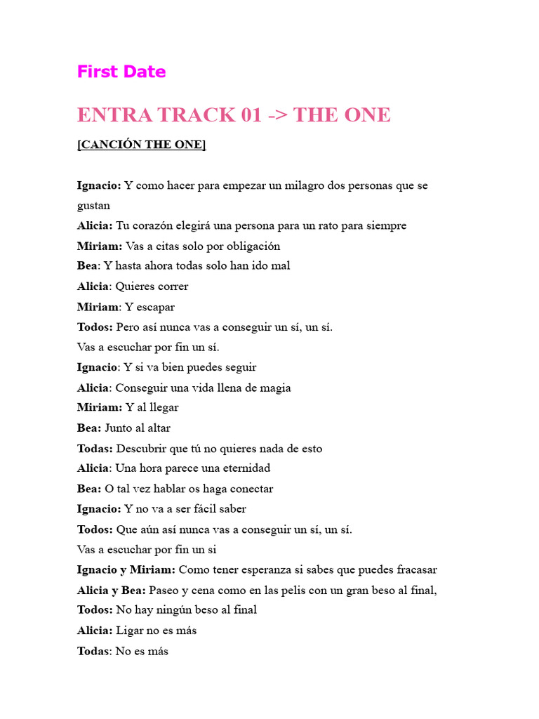 GUION PRIMERA CITA DEFINITIVO | PDF | Amor | Verdad