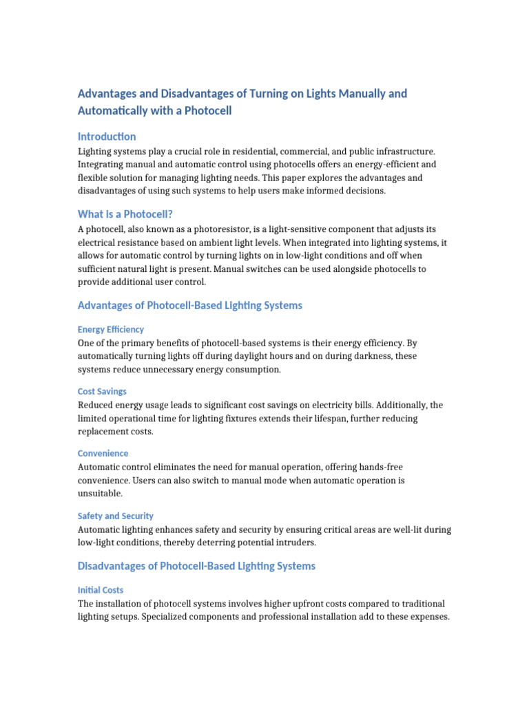 Photocell Lighting Seminar Paper | PDF | Lighting | Efficient Energy Use
