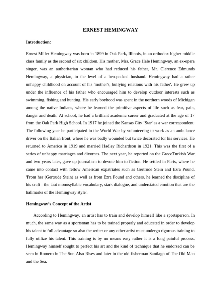 Ernest Hemingway | PDF | Ernest Hemingway