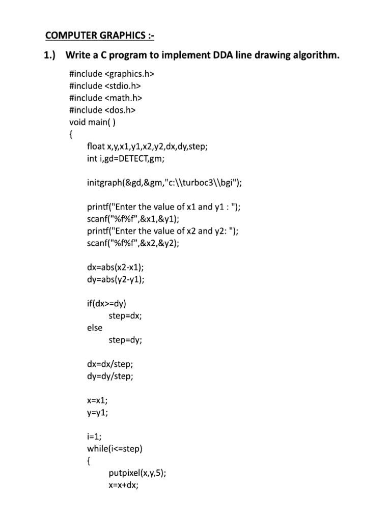 Graphics Program in C | PDF