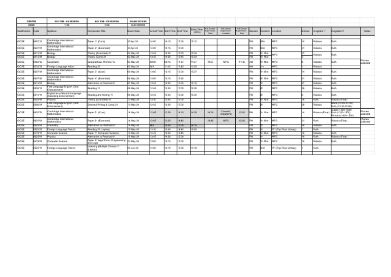 2024 Cambridge Examinations - Main Timetable - 2024 MAIN TIMETABLE ...