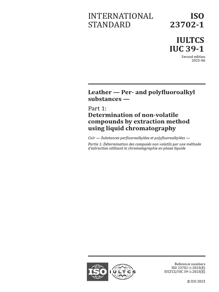 Iso 23702-1-2023 (Pfas) | PDF | International Organization For Standardization | Liquid ...