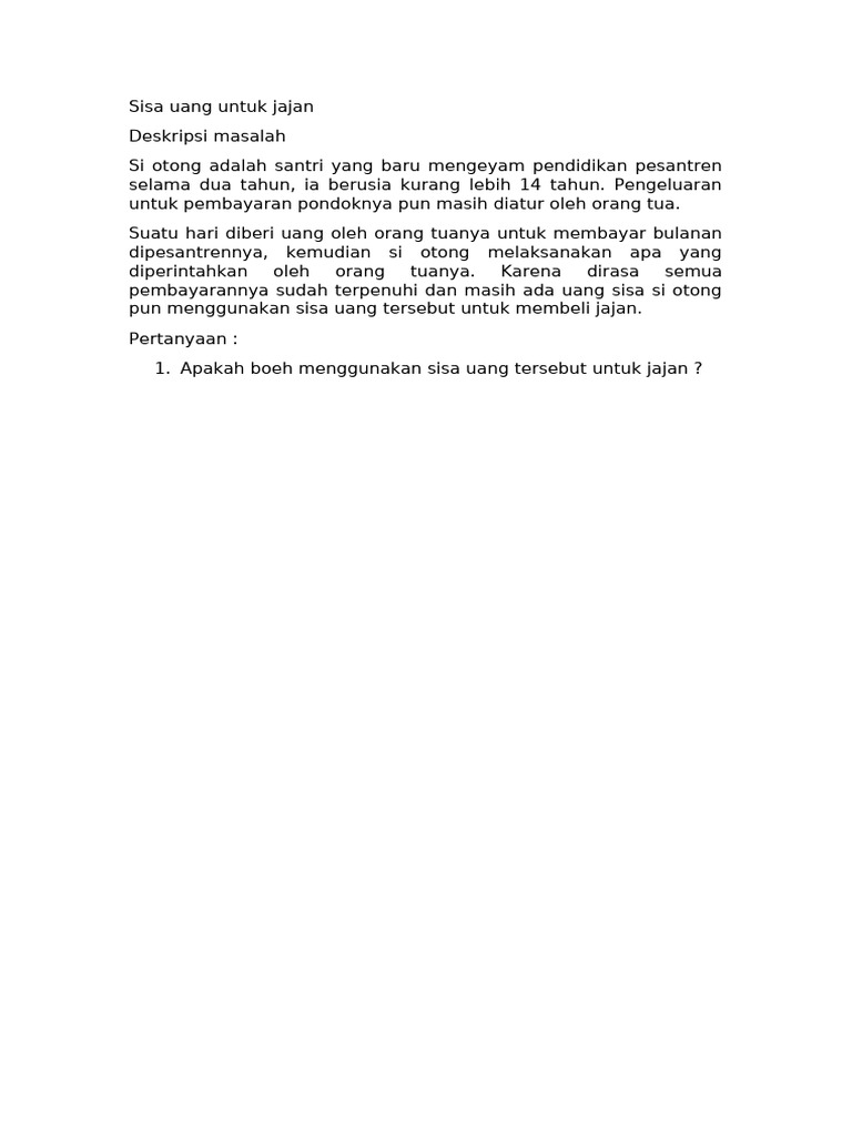 Sisa Uang Untuk Jajan | PDF