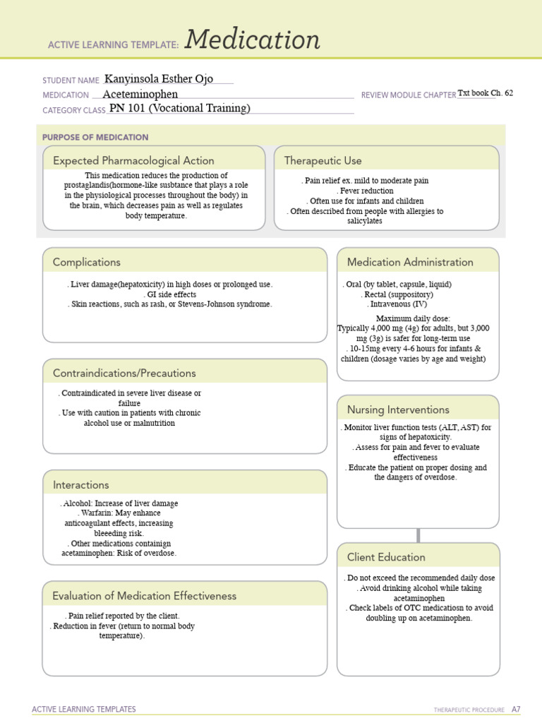Active Learning Medication Templates | PDF | Drugs | Medicine