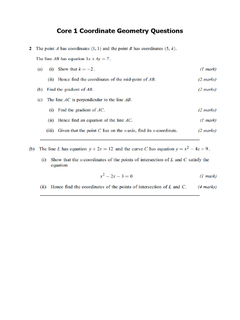 C1 Coordinate Geometry | PDF