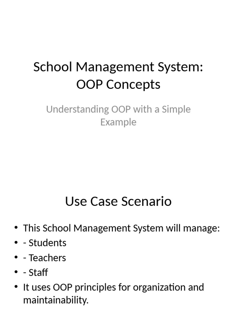 School Management System OOP Concepts | PDF