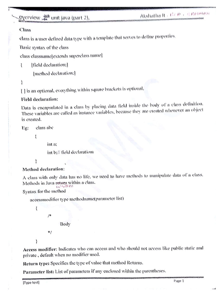 JAVA Unit 1 Part-2 | PDF JAVA Unit 1 Part-2 | PDF