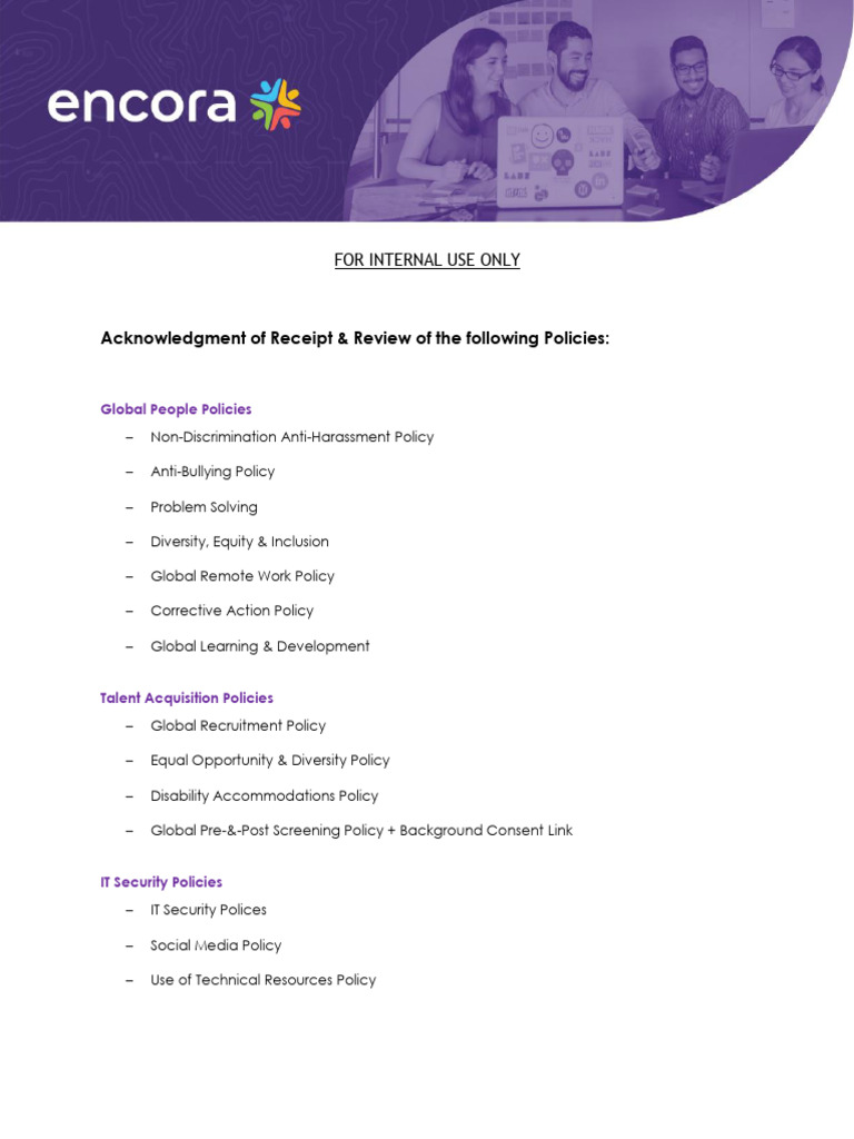 Policy Acknowledgement | PDF | Employment | Policy