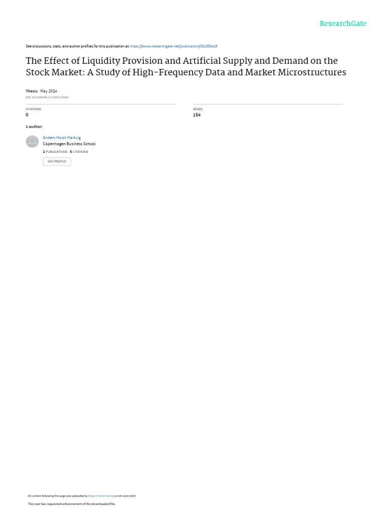 The Effectof Liquidity Provisionand Artificial Supplyand Demandonthe ...