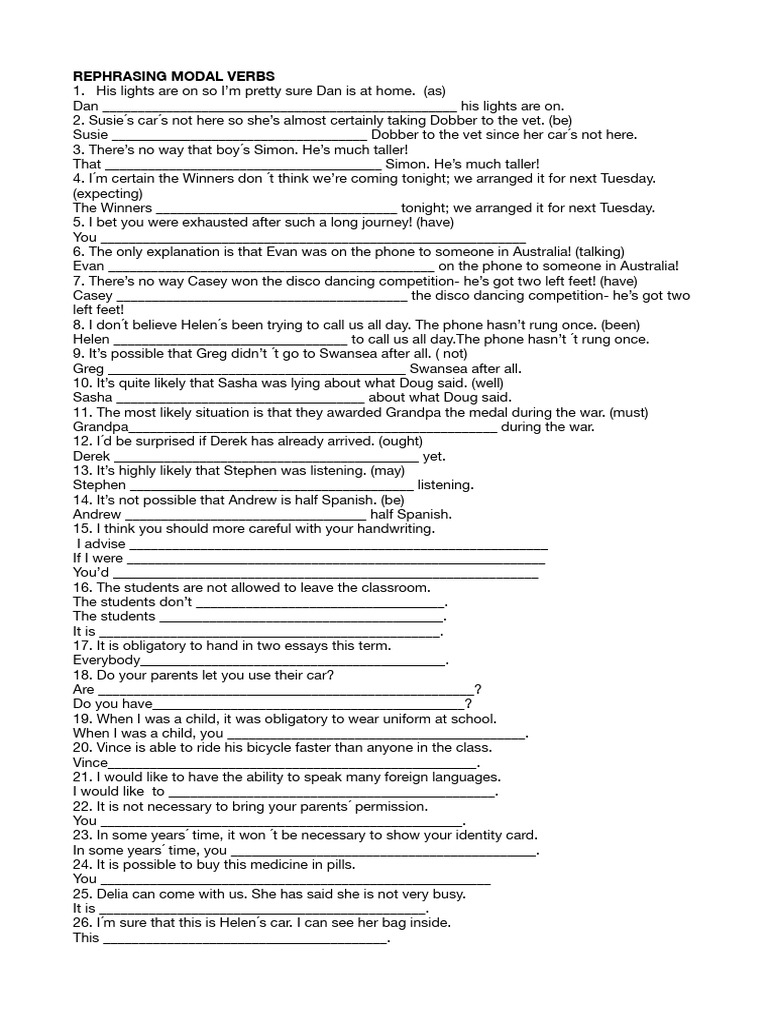 Rephrasing Modal Verbss | PDF