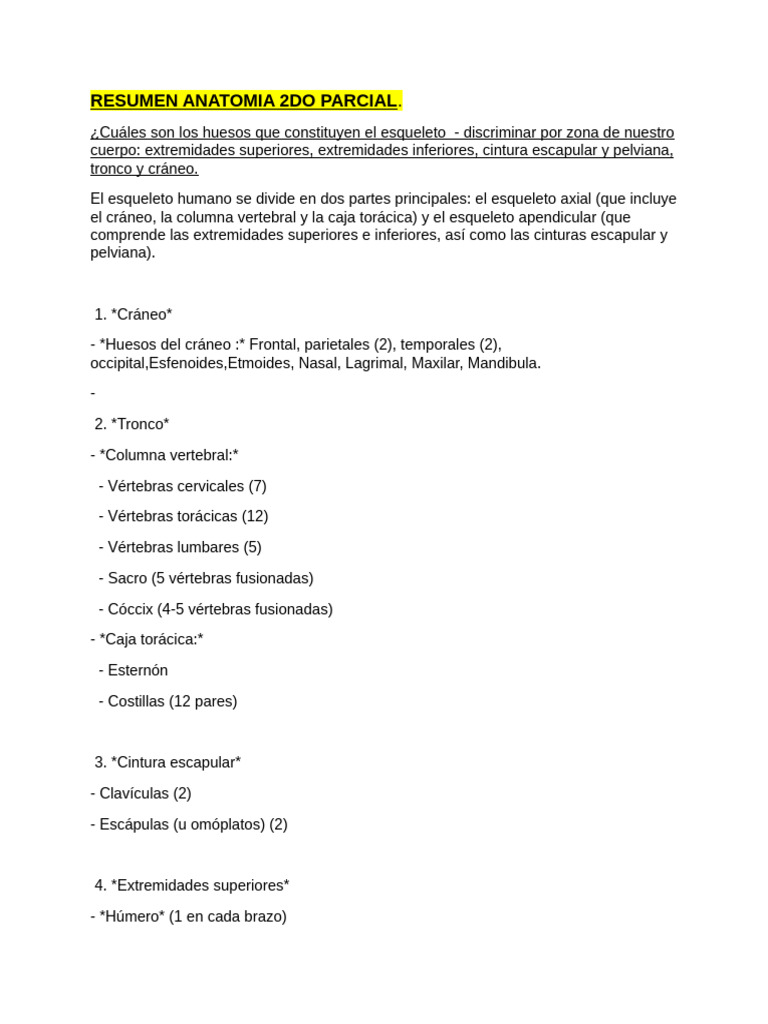 Resumen Anatomia 2do Parcial | PDF | Articulación | Sistema inmune