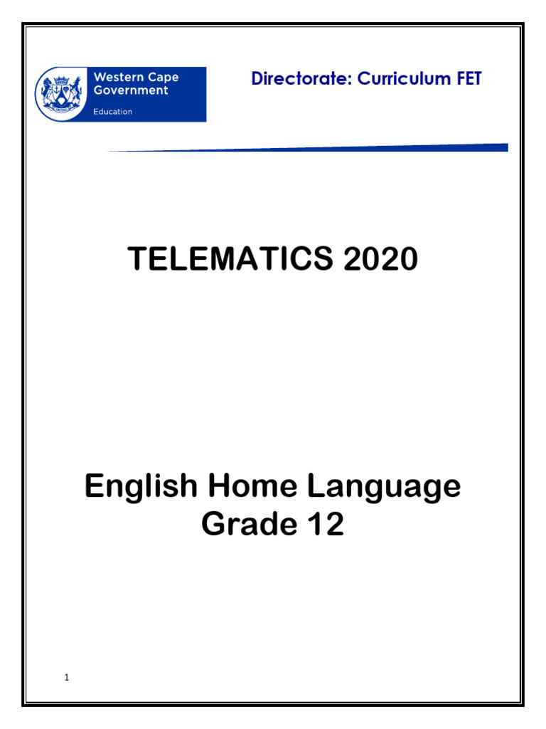 Grade 12 English Home Language Guide | PDF | Poetry | Reading Comprehension