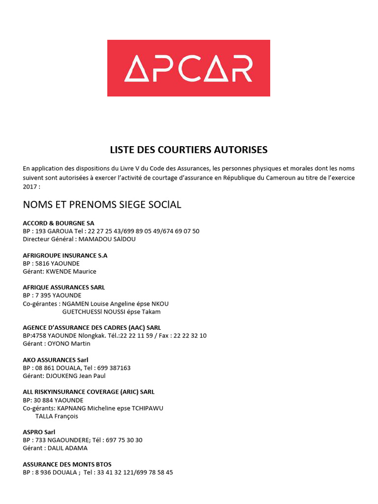 Liste_des_membres_APCAR_CMR | PDF | Business