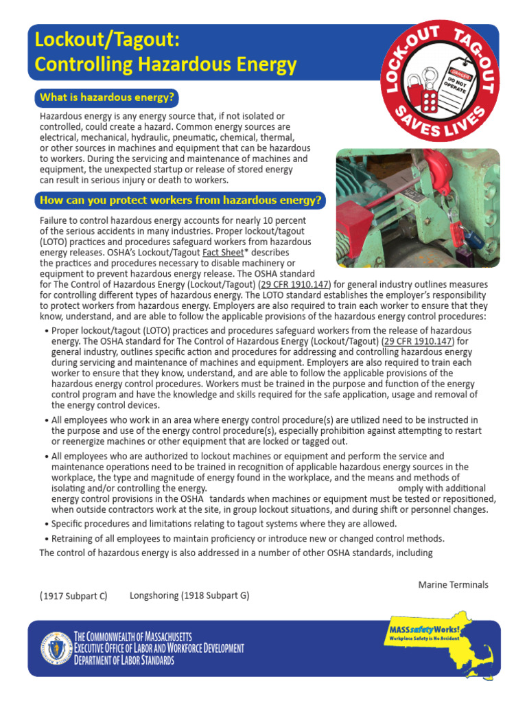 Lockout/Tagout for Hazardous Energy | PDF | Industrial Relations ...