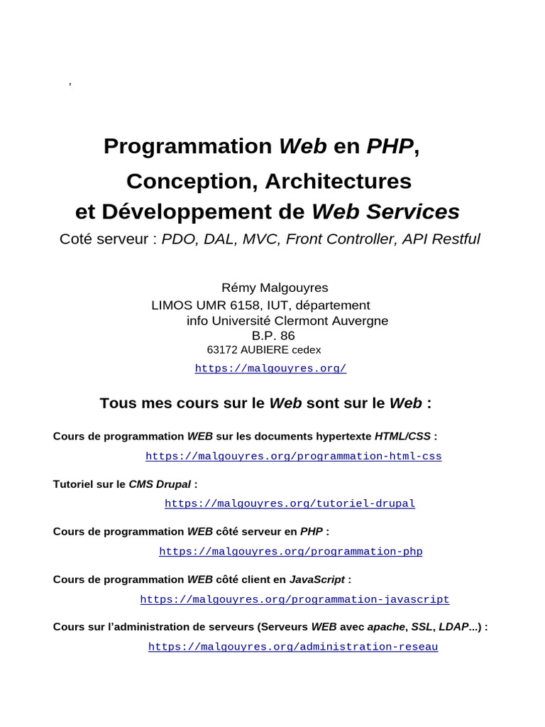 0750-programmation-web-en-php (1)_1-234 | PDF | Php | Computing