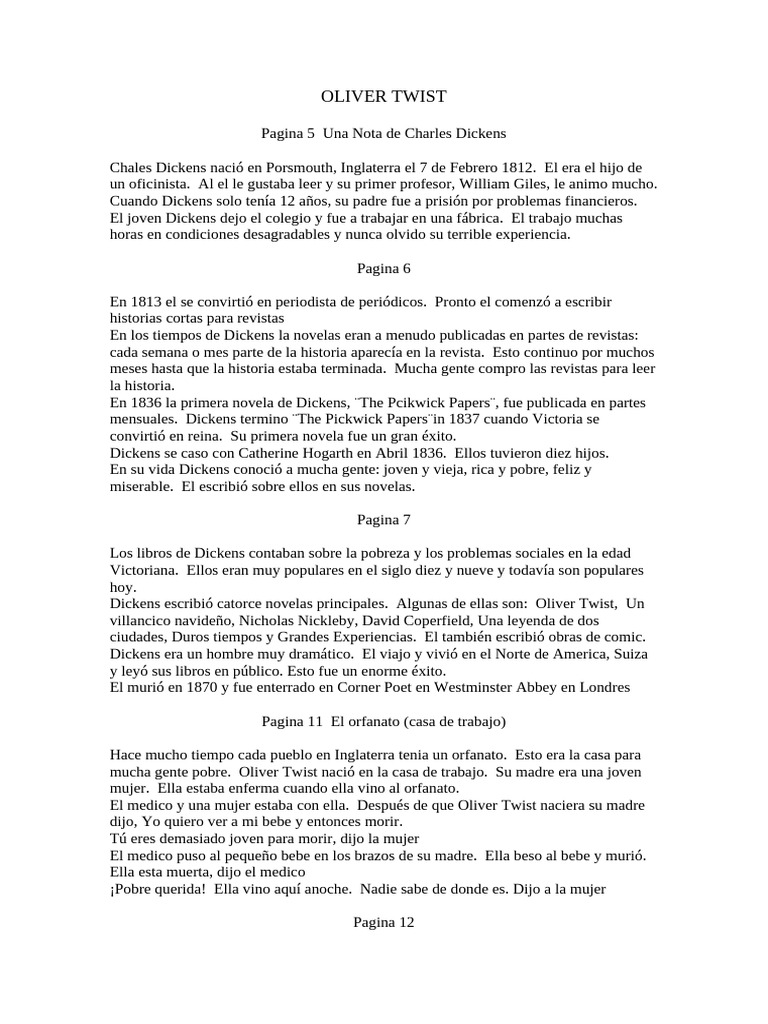 Vida y Desafíos de Oliver Twist | PDF | Charles Dickens