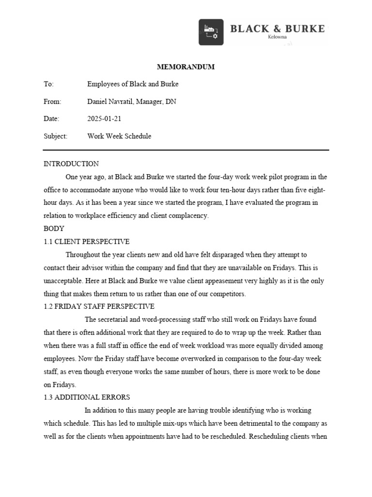 Memorandum in-Class Practice-1 | PDF