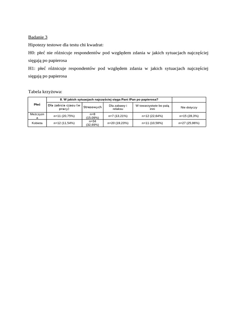 Chi Kwadrat Przykład | PDF