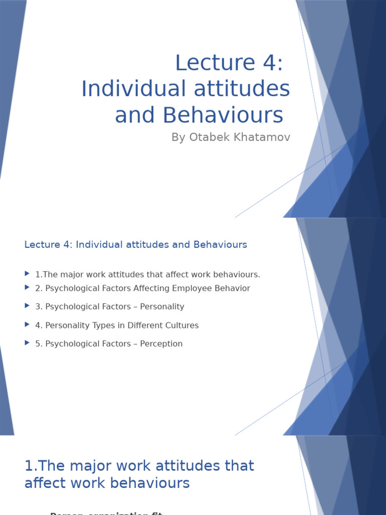 Organizational Behaviour - 4 | PDF | Job Satisfaction | Attitude ...