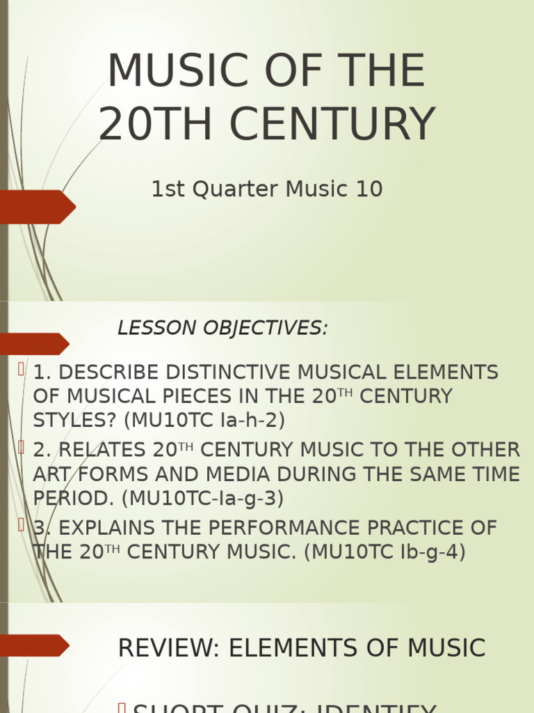 Music of the 20th Century Lesson 1 2 Edited | PDF | Performing Arts ...