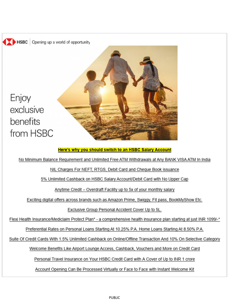 HSBC Employee Salary Account Benefits For Varroc Group | PDF | Credit ...